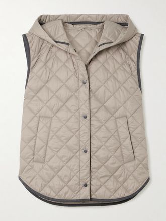 Brunello Cucinelli Weste Aus Gestepptem Shell Mit Kapuze - Braun