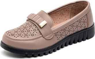 Generic Mocassins compensés à semelle souple à enfiler pour femme - Bout rond - Légers et respirants - Confortables - Chaussures de marche décontractées, rose
