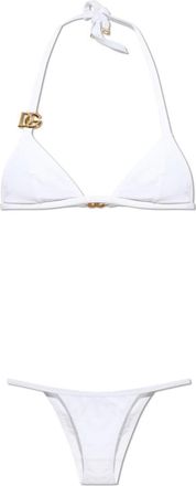 Dolce & Gabbana Femme, Maillots de bain, Blanc, Taille: 42 FR Triangle Bikini with DG Logo