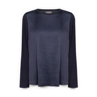 Elena Miro T-Shirt aus zwei Stoffen - - Blouses & Shirts - Damen - Blau - XS