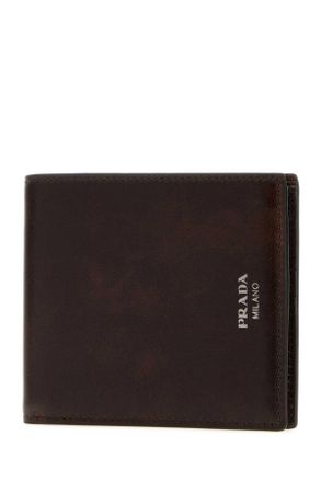 Prada Mens Chocolate Leather Wallet Cacao Exterior: Calf Portafogli