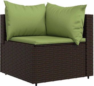 vidaXL Garten-Ecksofa mit Kissen Braun Poly Rattan Vidaxl