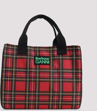Ganni Shopper & Totes - Tartan Pattern Waxed Cotton Tote Bag - Gr. unisize - in Rot - f&uuml;r Damen