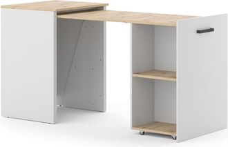 Vicco table &agrave; manger Adam, Greige/Ch&ecirc;ne Artisan, 60 x 50.4 cm extensible