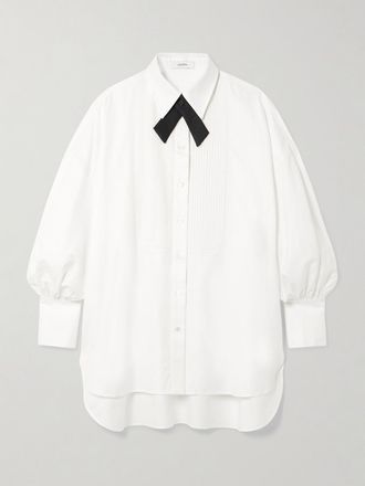 Joseph Ferrus Hemd Aus Baumwoll-oxford Mit Biesen Und Ripsbandbesatz - Weiß