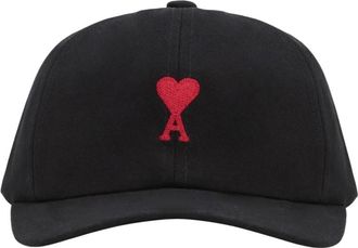 Ami Homme, Accessoires, Noir, Taille: ONE Size Casquette Coeur Brod&eacute;
