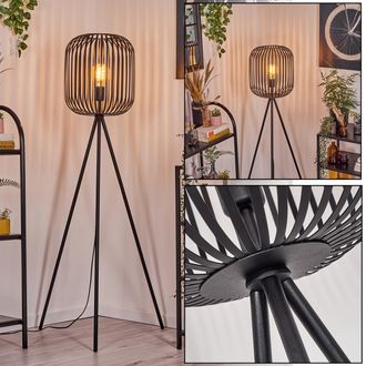 HOFSTEIN Stehleuchte Bystrup, Stehlampe aus Metall in Schwarz, Leuchte im modernen IndustrialStyle mit Fu&szlig;schalter, &Oslash; 32,5 cm, E27, H&ouml;he 139 cm - Wohnzimmer, S