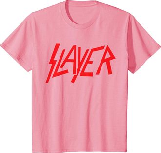 Slayer Classic Red Logo On Prink T-Shirt