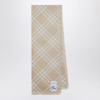 Burberry Seide-Wolle Schal mit beige/&eacute;cru Check