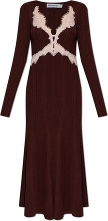 Self Portrait Femme, Robes, Brun, Taille: 38 FR Robe avec empi&egrave;cements en dentelle