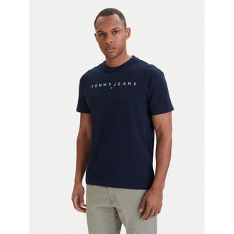 Tommy Jeans T-Shirt Linear Logo DM0DM20744 Dunkelblau Regular Fit