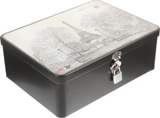 Amosfun Vintage Blechdose Aus Robustem Wei&szlig;blech Mit Schloss Und Schl&uuml;ssel Aufbewahrungsbox F&uuml;r S&uuml;&szlig;igkeiten Und Schmuck Dekorativ F&uuml;r Hochzeiten Und Feiern