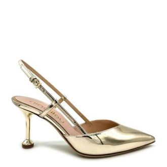 Ninalilou Spiegel Platin Leder Slingback Abs&auml;tze - - Shoes - Damen - Gelb - 37 EU
