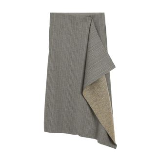 Ami Femme, Vestes, Multicolore, Taille: 36 FR Wool Midi Herringbone Wrapped Skirt