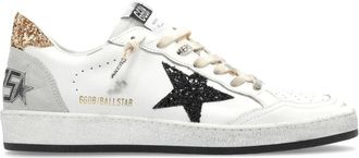 Golden Goose Ballstar Leather Upper And Toe Glitter Star And Heel Suede Spur