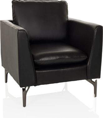 hjh OFFICE Loungesessel 1-Sitzer BAVERO Kunstleder Polsterstuhl Sessel für Wohnzimmer Bar Empfangsbereich, Relaxsessel gepolstert, Schwarz