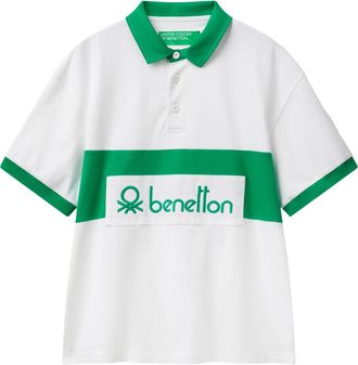 Benetton Herren Maglia Polo M/M 3mcyu301u Polohemd, Weiß, Medium
