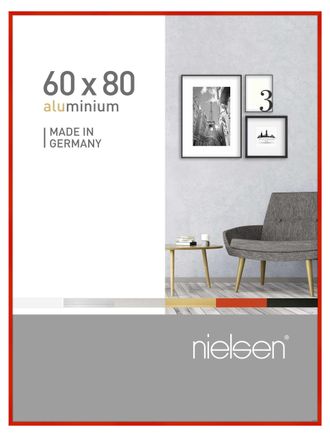 Nielsen Design Bilderrahmen, 60 x 80 cm, Aluminium, Rot glanz, Posterrahmen zum Aufh&auml;ngen im Hoch- & Querformat, Echtglas, Pixel