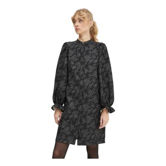 Bruuns Bazaar Kleid mit Puff&auml;rmeln und Blumenmuster - - Dresses - Damen - Schwarzk - S