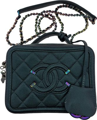 Chanel Crossbody Bags - Chanel Filigree Vanity Case Bag Small Metallic Blu - Gr. unisize - in Blau - für Damen