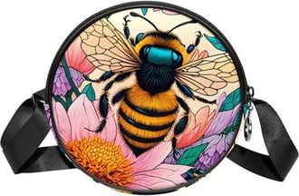 Generic Petit sac &agrave; bandouli&egrave;re rond pour femme, sac &agrave; bandouli&egrave;re r&eacute;glable avec fermeture &eacute;clair, sac &agrave; main rond d&eacute;contract&eacute; pour femmes et filles