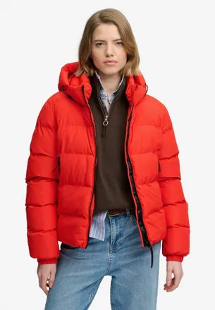Superdry Steppjacke HOODED SPORTS PUFFER JACKET Kunstfaser, relaxed fit