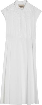 Valentino Garavani Femme, Robes, Blanc, Taille: 40 FR Robe Midi en Popeline Brod&eacute;e