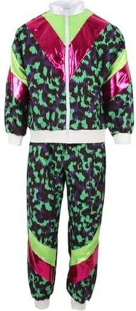 Generico Combinaison Homme Style Ann&eacute;es 80 et 90 Salopette Hip Hop Ann&eacute;es 80 avec Veste et Pantalon Discoth&egrave;que Veste et Pantalon &agrave; Paillettes pour Carnaval Co