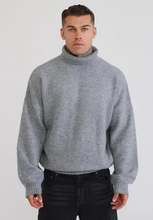 Siksilk Herren Grau meliert Rollkragenpullover XXL