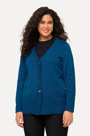 Ulla Popken Strickjacke Strickjacke V-Ausschnitt Knopfleiste Feinstrick