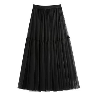 Generic Generisch Jupe longue en tulle pour femme - Taille élastique - Taille haute - Jupe longue - Couleur unie - Taille élastique - Jupe de princesse élégan