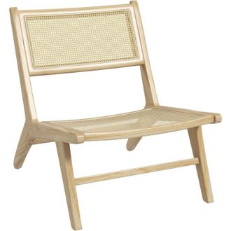 HOMCOM Homcom - Fauteuil lounge - assise, dossier aspect cannage - assise profonde - bois h&eacute;v&eacute;a