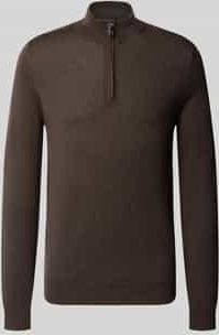 Christian Berg Slim Fit Strickpullover aus Woll-Mix mit Troyer-Kragen