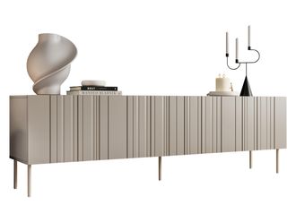 Mirjan24 TV-Lowboard Intori 200 4D mit 4 T&uuml;ren, Gefr&auml;st Fronten, Metallf&uuml;&szlig;e, Push to Open, Fernsehschrank, Fernsehtisch, TV Schrank TV Bank (Beige)