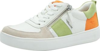Tamaris Comfort Damen Sneaker flach mit Rei&szlig;verschluss Freizeit, Mehrfarbig (Green Comb), 40 EU