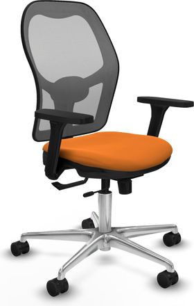 Piqueras y Crespo Jorquera Arbeitsstuhl mit 3D-Armen, h&ouml;henverstellbare Lendenwirbelst&uuml;tze, ausgestattet mit Syncro/Traslack und injiziertem Schaumstoff, Grau/Orange