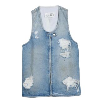 Maison Margiela Gilet aus Denim mit Rei&szlig;verschluss - - Jackets - Damen - Blau - XS