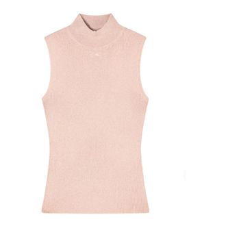 A|X Armani Exchange Femme, Pulls, Rose, Taille: 38 FR Top &agrave; col roul&eacute; sans manches c&ocirc;tel&eacute;