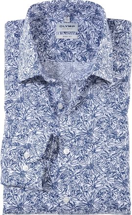 Olymp Herren Oberhemd Langarm Level Five Body fit,Einfarbig,Body fit,New York Kent-2,Marine 18,38