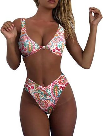 Generic Ensemble bikini sexy et &eacute;l&eacute;gant - Deux pi&egrave;ces - Triangle - Col en V - Maillot de bain push-up - Maillot de bain - Maillot de bain incurv&eacute; - Haut de bi