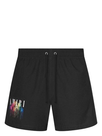 Amiri short de bain &agrave; logo Drip imprim&eacute; - Blanc