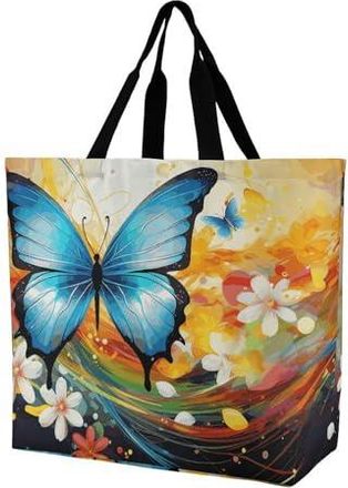 Generic Color&eacute;e Avec Un Papillon Sac A Main Femme Pliable Sacs De Courses Imperm&eacute;able Sac Cabas Pour Voyage Travail Shopping