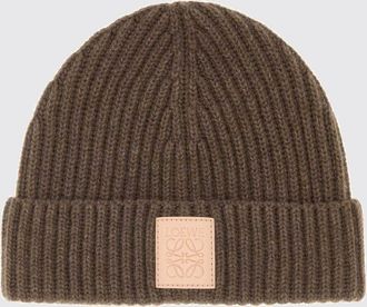 Loewe Bonnet beanie en pur cachemire c&ocirc;tel&eacute; avec revers et patch logo