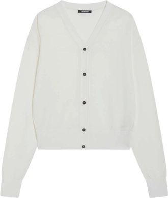 Jacquemus Femme, Pulls, Blanc, Taille: 36 FR Cardigan Brodé