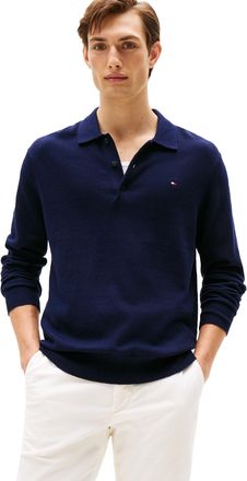 Tommy Hilfiger Herren Cotton Cashmere Long Sleeve Sweater Polo-Pullover, W&uuml;stenhimmel, XL