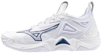 Mizuno Mujeres Wave Momentum 3 Volleyballschuhe für Damen Volleyball-Schuh, Weiß, Marineblau