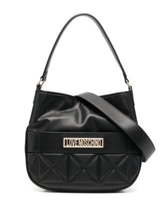 Love Moschino sac &agrave; main &agrave; plaque logo - Noir