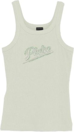 Pinko Pinko, Femme, Tops, Vert, Taille: 40 FR D&eacute;bardeur Brod&eacute;e du Logo