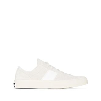 Tom Ford Gepr&auml;gte Logo-Wildleder-Sneakers - - Shoes - Herren - Wei&szlig; - 42 EU