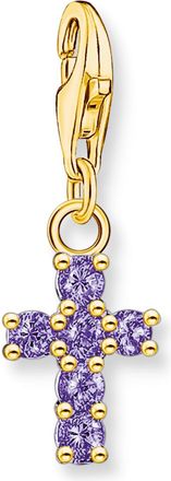Thomas Sabo Thomas Sabo Charm-Anhänger Kreuz mit violetten Steinen 18 Karat vergoldetes Silber 2036-414-13